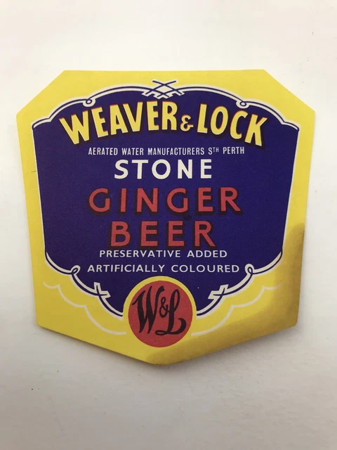 WEAVER & LOCK Perth Western Australia Ginger Beer Soft Drink Soda Label ...