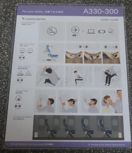 CATHAY PACIFIC AIRBUS A330 300 A33K/A33E Airline Sicherheitskarte 2016 EUR 3,47 - PicClick DE