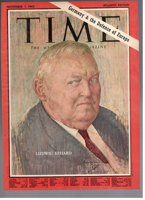 LUDWIG ERHARD CHANCELLOR German 1963 Cover Time 1 Page Original $46.05 ...