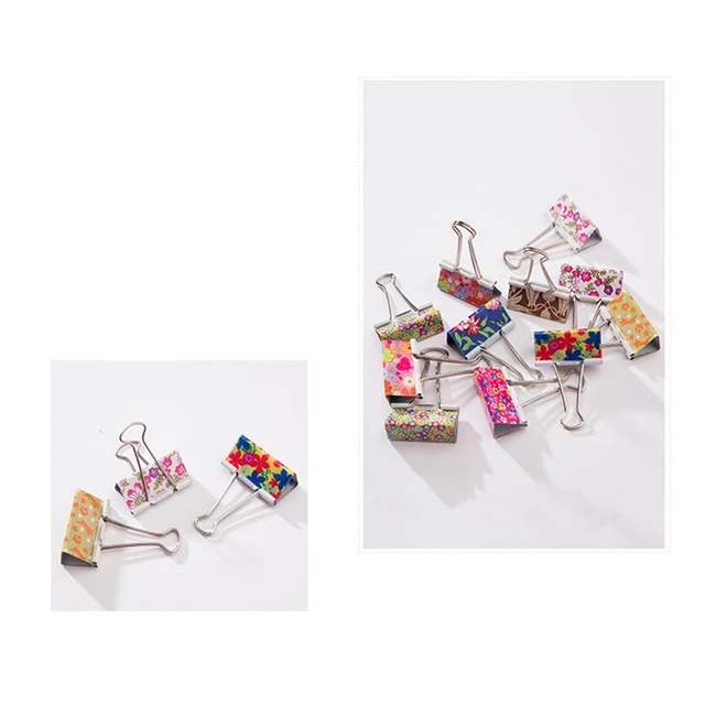 24 PCS BINDER Clips Decorative Extra Large Coated Paper Bulk Print $32. ...