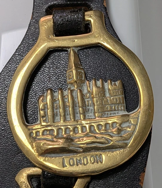 LAND MARKS OLD Gold Lustre Antique Solid Horse Brass Vintage Leather ...