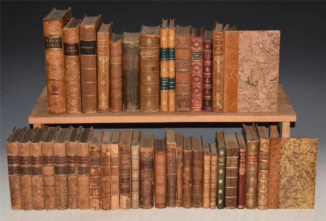 COLLECTION OF 38 Books Leather Bindings Byron Balzac Pope Milton Lamb ...