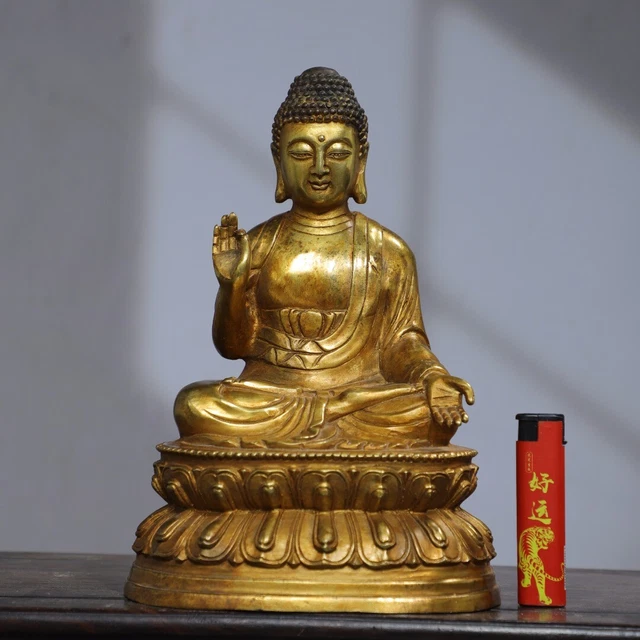9.1& CHINA OLD Tibet Tibetan Buddhism temple Bronze gilt Tathagata ...