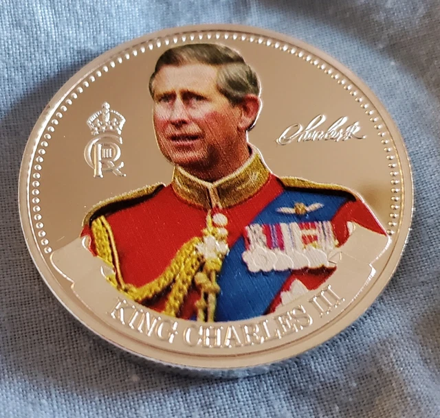 QUEEN ELIZABETH II Gold Silver Coin King Charles III Signed Union Jack ...