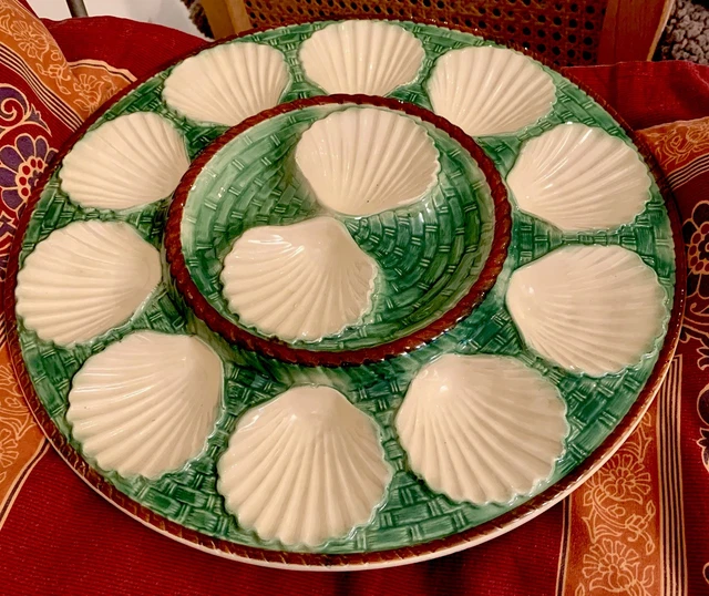 PLAT HUÎTRE COQUILLAGES Barbotine Longchamp Tressée 33cm 1kg800 Ancienne EUR 35,00 - PicClick FR