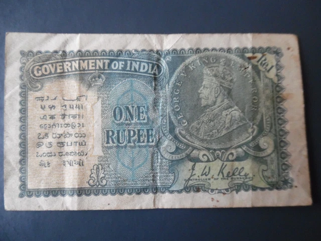 BRITISH INDIA KING George V Banknote 1 Rupee 1928-1935 issue P 14 a ...