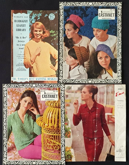 WOMEN'S SWEATERS & Hats Using Boucle/Textured Yarn; Knitting Patterns ...
