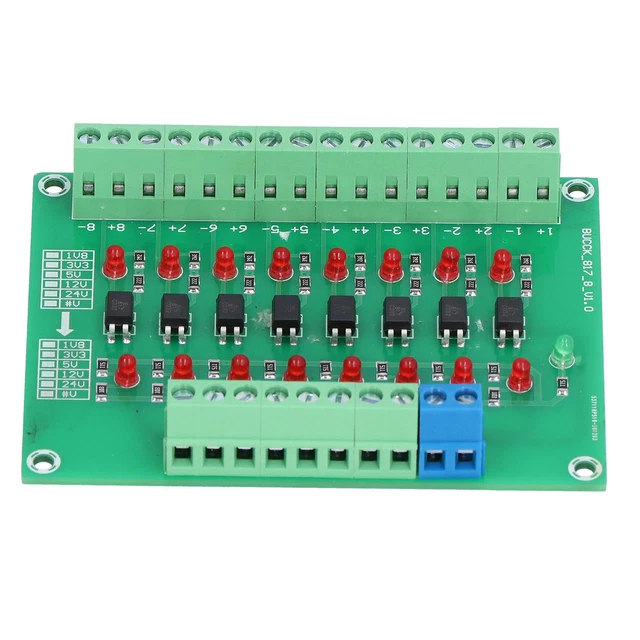 8 CHANNEL OPTICAL Isolation Module 24V To 5V Optocoupler PLC Signal ...