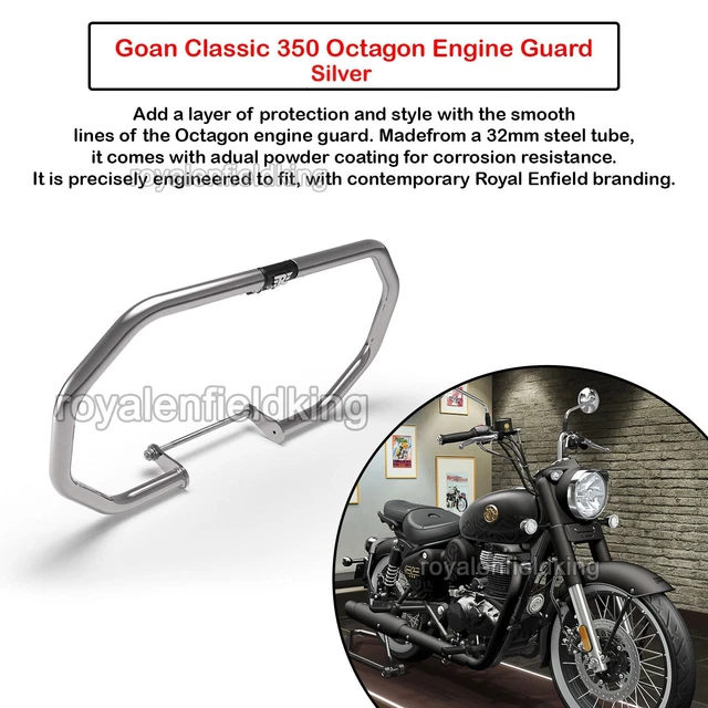 GENUINE ROYAL ENFIELD Goan Classic 350 Octagon Engine Guard, Silver £82 ...