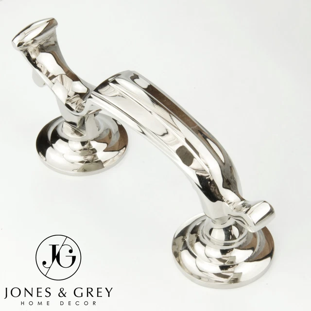 LARGE SOLID BRASS Doctors Style Front Door Knocker Polished Nickel Heavy Vintage £29.99 ...