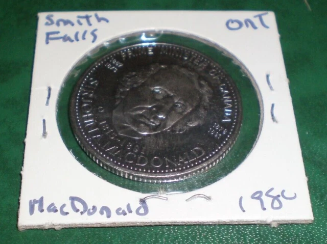 TRADE DOLLAR TOKEN 1980 Smith Falls Ontario Prime Minister Macdonald ...