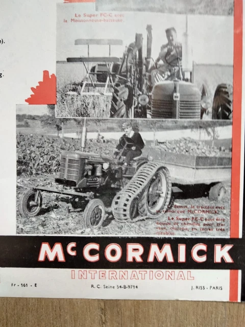 PROSPECTUS TRACTEUR MC CORMICK INTERNATIONAL SUPER FC-C BROCHURE IH PROSPEKT £21.97 - PicClick UK