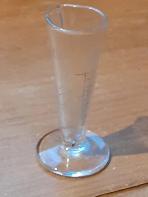 VINTAGE HAND ETCHED miniature laboratory glassware conical measuring ...