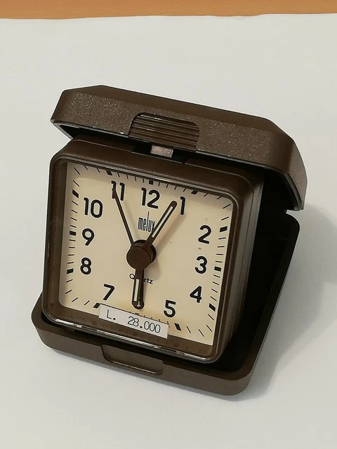 OROLOGIO SVEGLIA AL quarzo da tavola viaggio vintage Melux quadra ...
