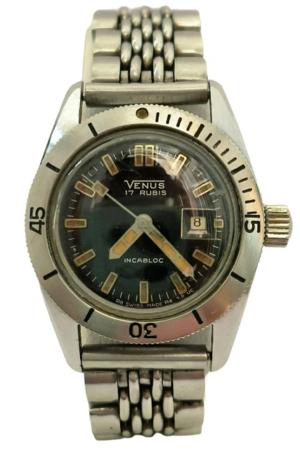 OROLOGIO VENUS AUTOMATIC vintage watch anni 60 skin diver stahl divind ...