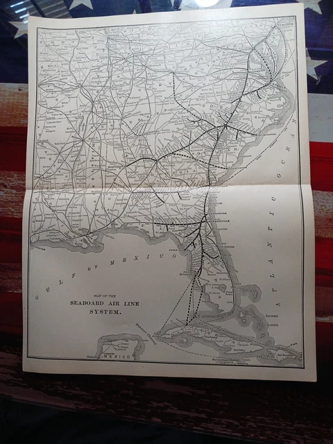 1902 TRAIN MAP SEABOARD AIR LINE SYSTEM railroad All Lines Stations ...