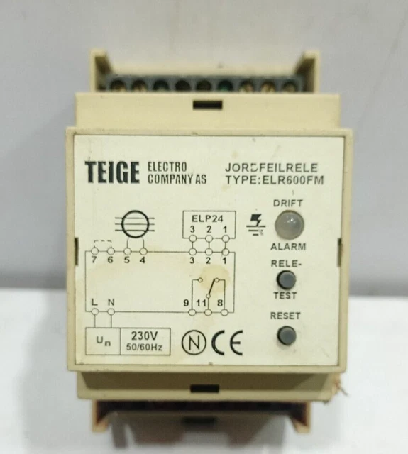 TEIGE ELR600FM RELAIS 230V 50/60Hz Alarmgrense 1000MA EUR 168,79 ...