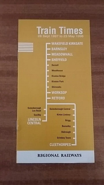BRITISH RAIL, REGIONAL railways 1997/98 Wakefield-Lincoln/Cleethorpe ...