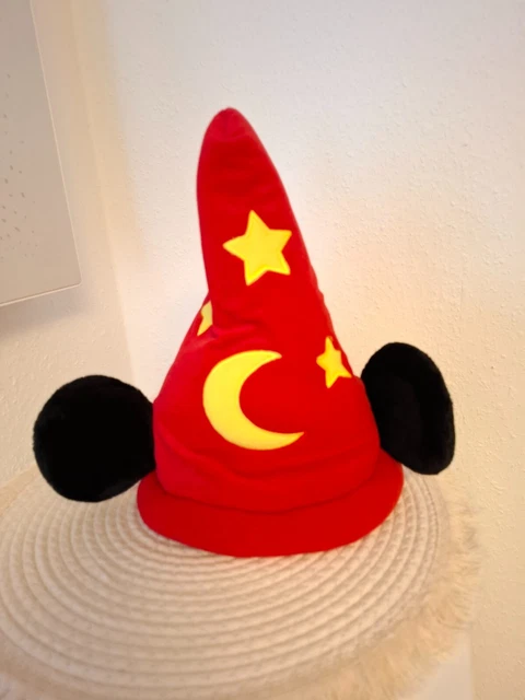 DISNEY HUT MICKY Maus Disneyland Paris Zauberer rot mit Ohren Karneval ...