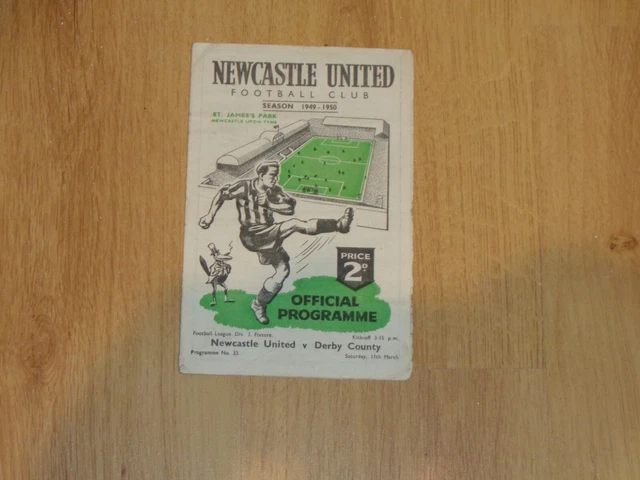 FOOTBALL PROGRAMME NEWCASTLE United v Derby County 11.3.50 £10.00 ...