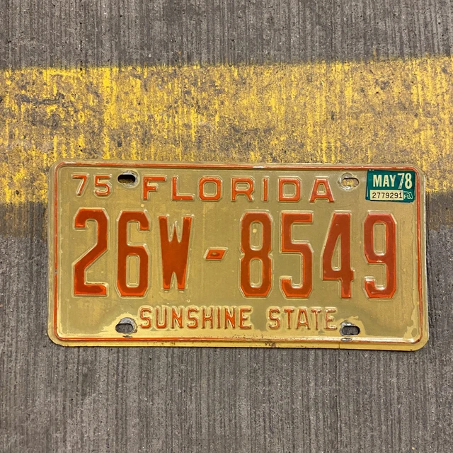 1975 FLORIDA LICENSE Plate 26W 8549 Osceola County FL Ford Chevy YOM ...