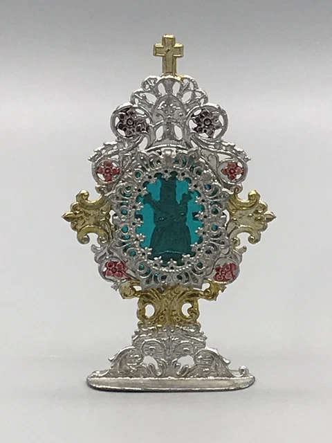 SMALL BEAUTIFUL MONSTRANCE Pewter Glass House Altar Altar Dollhouse ...