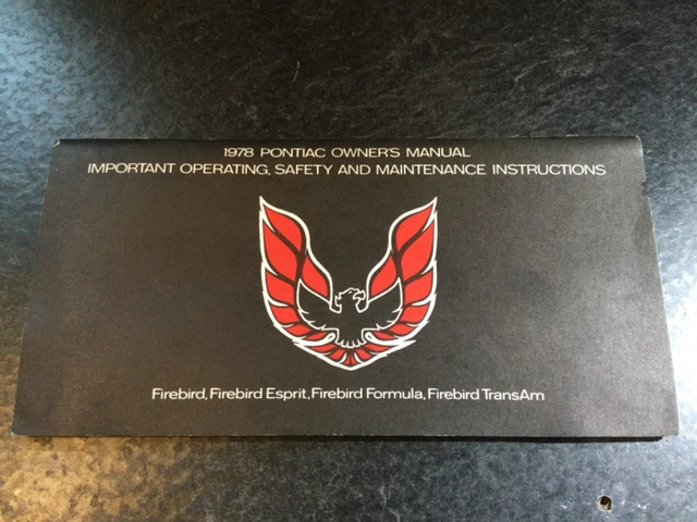 1978 PONTIAC FIREBIRD Trans Am Formula Esprit Original Owner's Glovebox ...