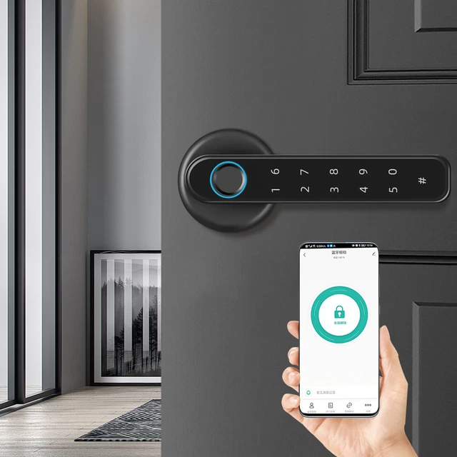 FINGERPRINT SMART DOOR Lock Biometric Door Lock With Handle WiFi Touch ...