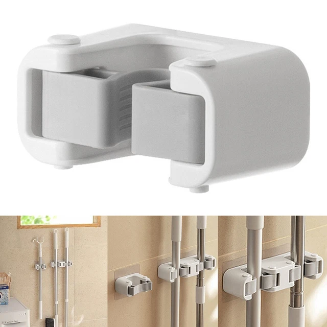 SUPPORT MURAL POUR balai et vadrouille avec clips en caoutchouc souple ...