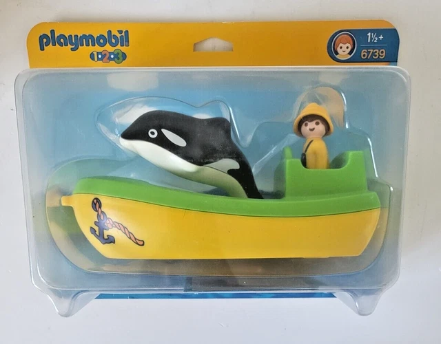 PLAYMOBIL 1.2.3 PÊCHEUR bateau orque réf 6739 dès 18 mois EUR 64,00 ...