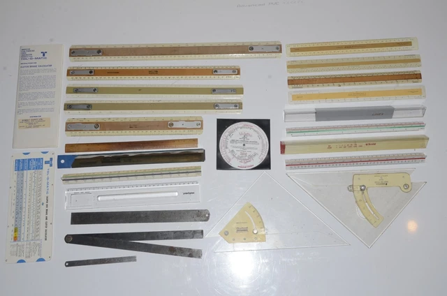 VINTAGE DRAWING RULERS. Scale, board. angle technical drawing ...