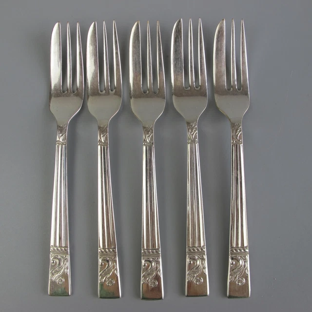 5 ANGORA PASTRY / Cake Forks. EPNS Silver Plated Coronation Set ...