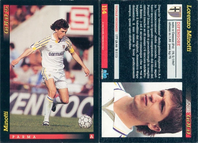 SCORE 93 CALCIO TRADING CARD anno 1993-PARMA,LORENZO MINOTTI-N.114 EUR ...