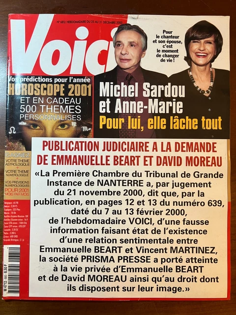 VOICI DU 25/12/2000; Michel Sardou et Anne-Marie/ Adua Veroni/ Céline ...