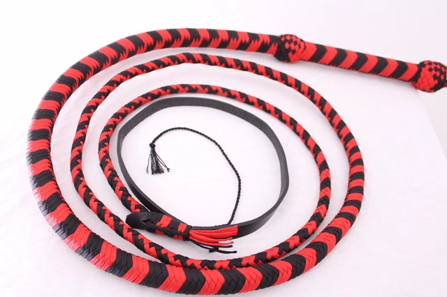 BULLWHIP 6 FEET Nylon ( Para-cord) Heavy Duty 12 Plaited Red & Black ...