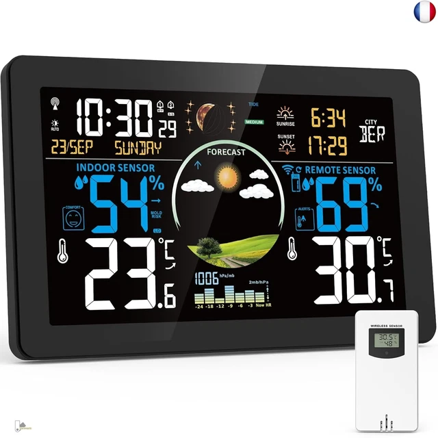 VIFLYKOO STATION MÉTÉO Sans Fil, Thermomètre et Hygromètre Intérieur Extérieur a EUR 77,95 ...