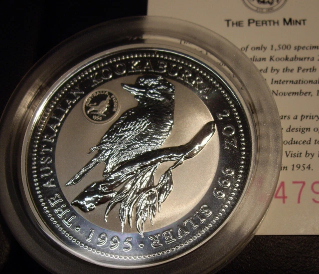 AUSTRALIA 1995 KOOKABURRA 2oz Silver Coin 1954 Royal Visit Florin Privy ...