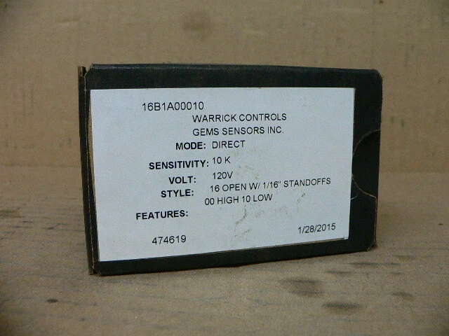 CAPTEURS GEMS WARRICK Controls 16B1A00010 Series 16 120 Volts 10K Ohms ...