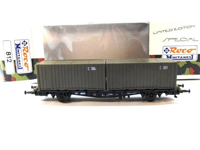 ROCO H0 812 Container Cart with Military Container, DC, KKK NEM, NEW in ...