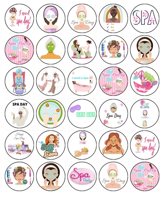 SPA DAY PARTY Theme Cupcake Toppers Edible Wafer Cake Decorations (2 ...