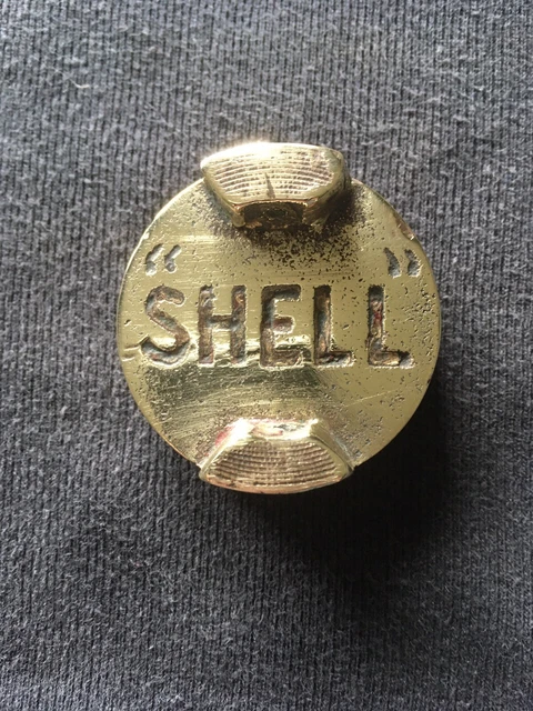 VINTAGE ORIGINAL BRASS “SHELL” Petrol Oil Can Screw Cap Lid Top $19.93 ...