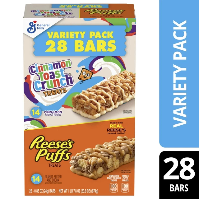 REESE'S PUFFS CINNAMON Toast Crunch Cereal Treat Bars Variety Pack, 28 ...