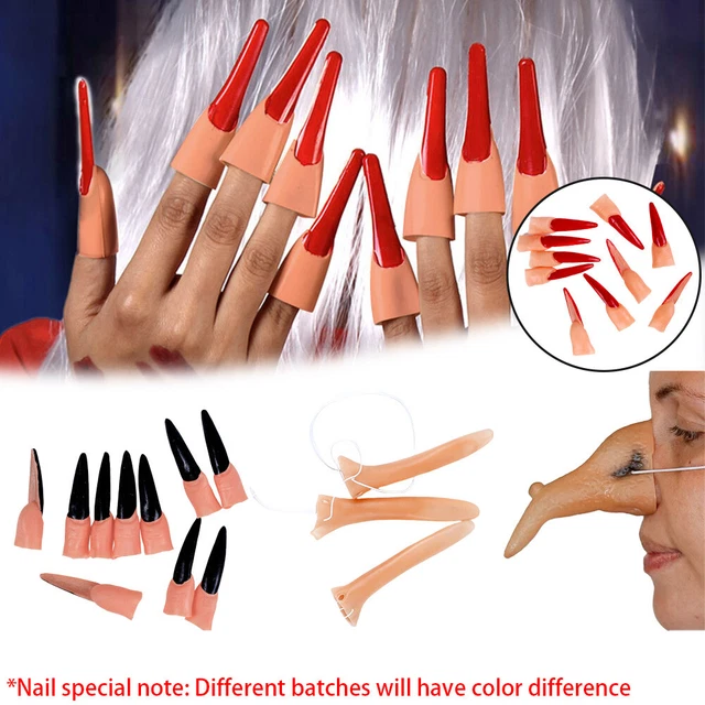 HALLOWEEN LONG FAKE Witches Nose Props Ghost Finger Nail Cosplay Fancy ...