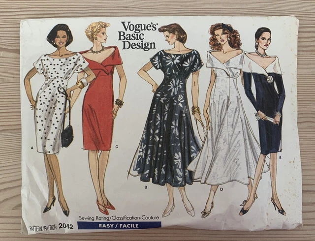 VINTAGE VOGUE BASIC Design 2042 Dress Sewing Pattern Size 12 Cut £8.99 ...