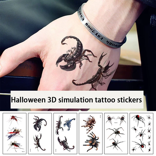 3D SPIDER TATOO Scorpion Temporary Tattoo Stickers For Halloween ...