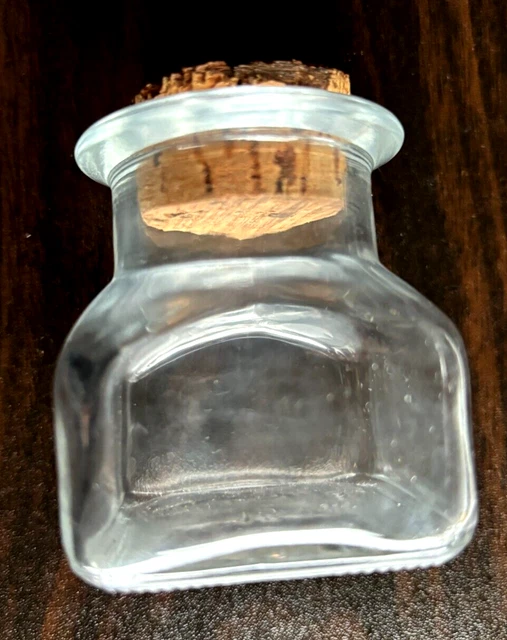 RARE ANTIQUE SQUARE Aqua Glass Bottle Clear with Cork Medicine 2.5 ...