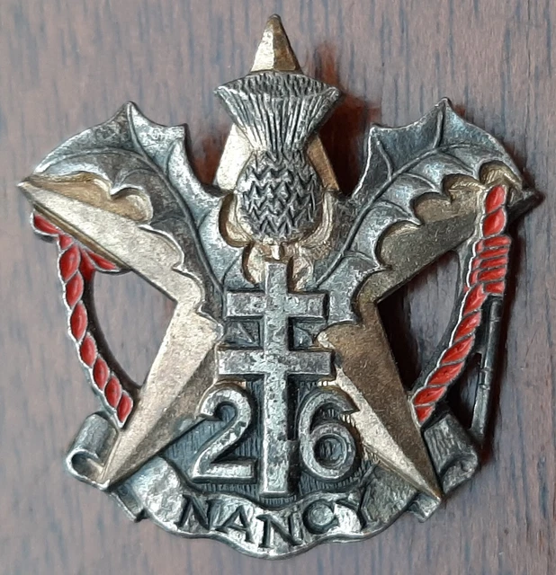 INSIGNE BADGE 26° RI NANCY Régiment Infanterie Fourragère peinte ...