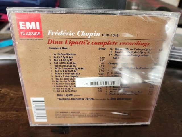 2 CD FRÉDÉRIC Chopin The Complete Recordings by Dinu Lipatti EMI Classics $18.00 - PicClick CA
