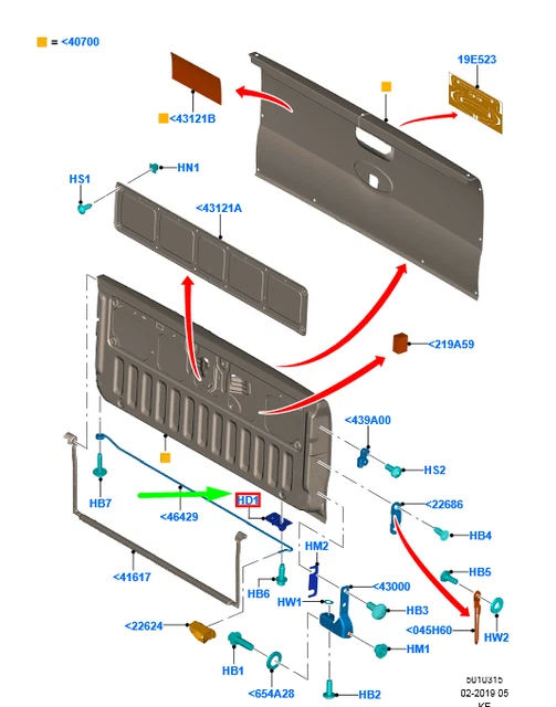 FORD RANGER T6 MK1 Luggage Compartment Door Clamp 2319078 NEW GENUINE £ ...