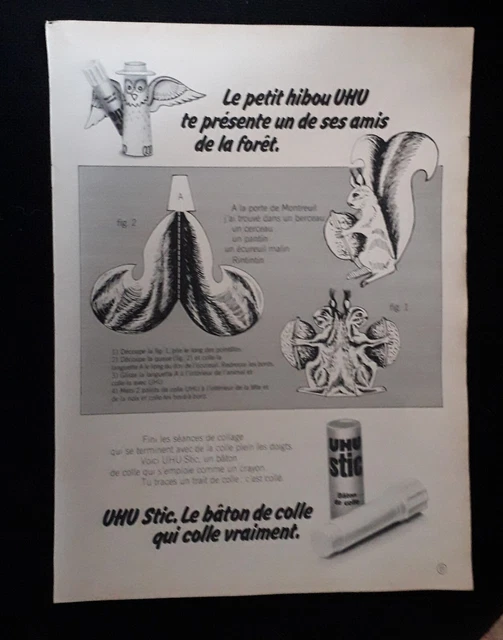 PUBLICITÉ DE PRESSE / advertising - bâton de colle UHU STIC - 1973 EUR ...